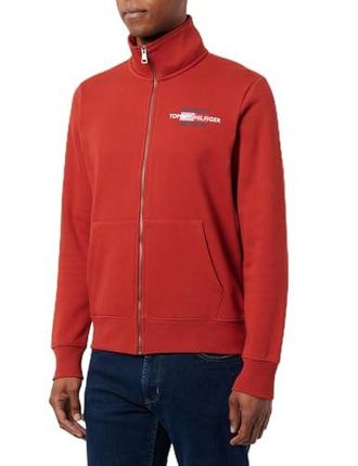 Tommy Hilfiger Sweat Homme avec Fermeture &Eacute;clair Flag Embro Col Montant, Rouge (Dark Magma), M