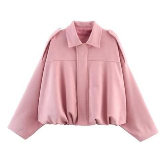 Generic Blouson aviateur en daim synth&eacute;tique pour femme - Manteau de pilote &agrave; revers d&eacute;contract&eacute; surdimensionn&eacute; &agrave; manches longues - V&ecirc;tement dext&eacute;rieur tendan