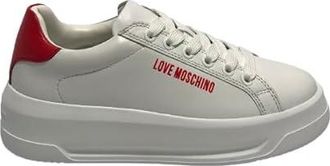 Moschino Chaussures Love Sneaker Eclipse 50 en Cuir Blanc/Rouge DS26MO06 JA15065G1OIAH10C, Blanc et rouge., 37 EU