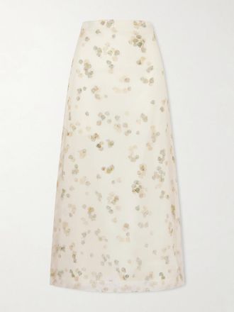 Altuzarra Jupe Longue En Organza De Coton M&eacute;lang&eacute; Imprim&eacute; Linnie - Ivoire