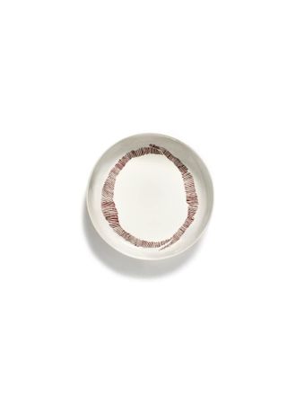 Serax Plate High Feast L22 X W22 X H4 cm White Swirl-Stripes Red