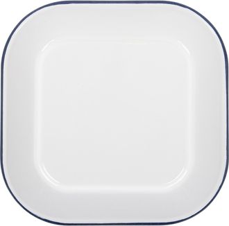 Argon Tableware 1x Blau 24.5cm x 24.5cm Wei&szlig; Quadrat Emaille-Backblech - K&uuml;che Backgeschirr Tin Ofen Backen Braten Kochen Blatt Tabletts