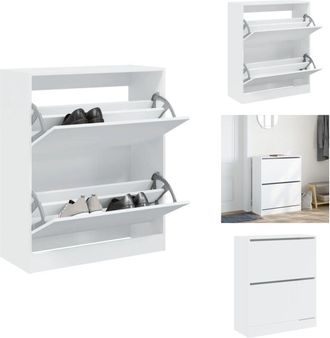 vidaXL Schuhschrank Weiß 80x34x96,5 cm Holzwerkstoff - Schuhschrank - Schrank Für Schuhe - Schuhregal - Garderobe - Flurmöbel