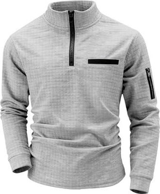 Generic Sweat-shirt uni l&eacute;ger pour homme 2026 printemps et automne d&eacute;contract&eacute; confortable sans capuche avec fermeture &eacute;clair lat&eacute;rale pour entra&icirc;nement int&eacute;r