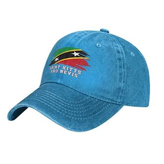 Generic Sun Protection Casquettes &Eacute;ventails en Denim Aux Couleurs du Drapeau De Saint-Kitts-Et-Nevis Unisexe Casquette De Baseball Vintage Ext&eacute;rieur Sunhat po