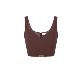 Elisabetta Franchi Top aus leichtem Cr&ecirc;pe-Stoff mit Logo-Details - - Tops - Damen - Lila - S
