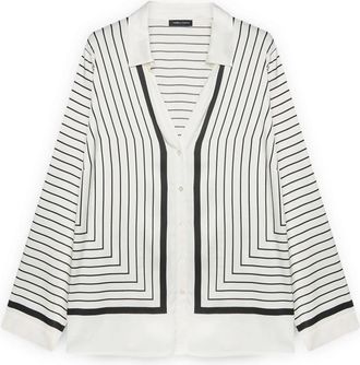 Fiorella Rubino Femme, Blouses et Chemises, Blanc, Taille: 44 FR Chemise ray&eacute;e &agrave; col en V