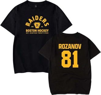 Generic Heated Rivalry Rozanov 81 Merch T-shirt unisexe d&eacute;contract&eacute; col rond &agrave; manches courtes, Noir, XL