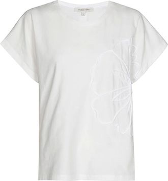 Marie M&eacute;ro Femme, Tops, Blanc, Taille: 38 FR T-Shirt Brod&eacute; Fleur