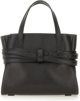 Moschino Womens Tie Me Bag Small Black Leather Shoulder