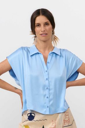 Suite13lab Damen vegan Hemd Sur Hellblau