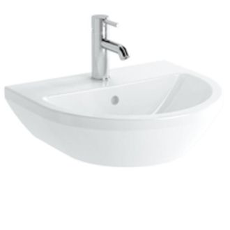 Vitra Waschtisch Integra 495 x 430 mm rund Hahnloch &Uuml;berlauf Wei&szlig; Hochglanz