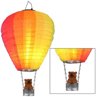 Globo Lighting LIGHTING LED Solarleuchte Hei&szlig;luftballon Au&szlig;enleuchte Gartendeko Textil bunt D 27 cm