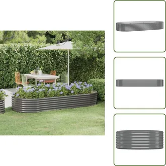vidaXL Vidaxl - Lit sur&eacute;lev&eacute; de jardin Acier enduit de poudre 249x100x36cm gris - Jardiniere Exterieur - Bac a Fleurs - Plante Grimpante - Decoration Jardin