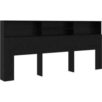vidaXL Kopfteil Schrank mit Regal Schwarze Eiche 220 x 19 x 101.5 cm Vidaxl