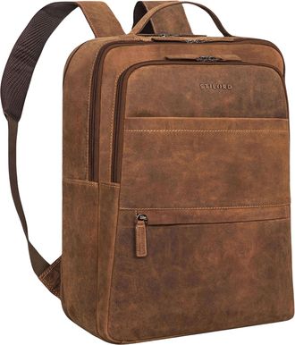 STILORD ABEL Schlanker Lederrucksack mit 15,6 Zoll Laptop-Fach Herren und Damen Rauleder ideal als Echt-Leder Tagesrucksack und Business-Rucksack f&uuml;r B&uuml;ro, Sc