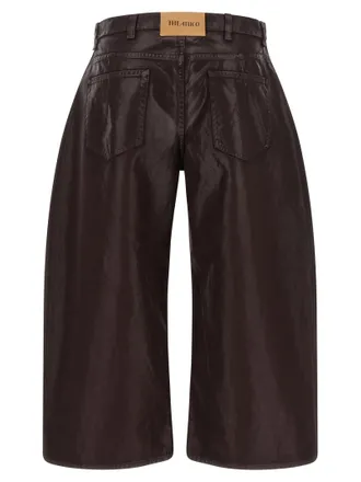 The Attico Wide-Leg Coated Cotton Trousers - Purple