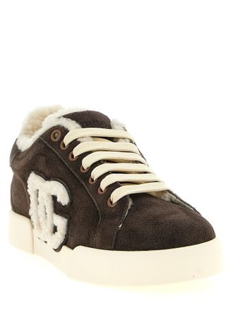 Dolce & Gabbana Shearling-Lined Calfskin Sneaker - Brown