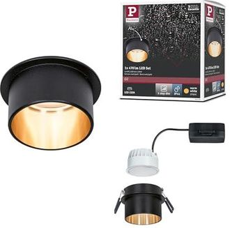 Paulmann 93378 LED Einbauleuchte Gil 3-Step-Dim Rund incl. 1 x 6 Watt Dimmbar, Gold Einbaustrahler Aluminium Spot 2700 K Coin, Schwarz Matt/Gold, 1er