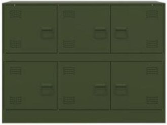 Les Tendances Commode à 6 casiers en acier Klavin 99cm - Style industriel-Vert olive
