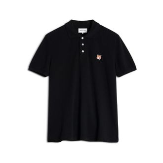 Maison Kitsun&eacute; Homme, Tops, Noir, Taille: XL Polo Noir avec Logo Fox Head
