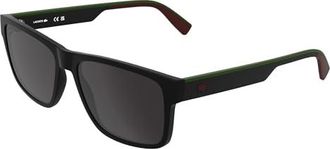 Lacoste Lunettes de soleil pour homme L6076S - Noir mat avec verres gris uni