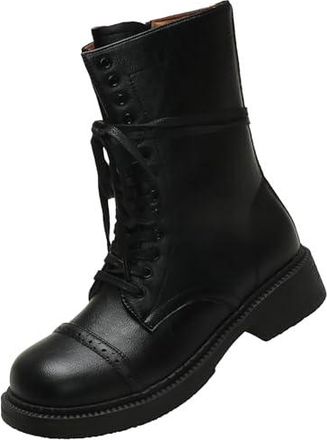 Generic Bottes Femme Mollet Extra Large Bottines Fourrees Bottes &agrave; Talons &eacute;pais et Semelle &eacute;paisse pour Femmes, Chaussures Respirantes &agrave; la Mode &agrave; t&ecirc;te Ronde 