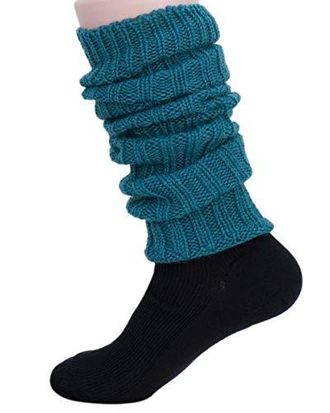 Hirsch Jambières épaisses en laine bio pour femme, bleu sarcelle, taille unique