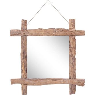 vidaXL Miroir &agrave; b&ucirc;ches Naturel 70x70 cm Bois de r&eacute;cup&eacute;ration massif