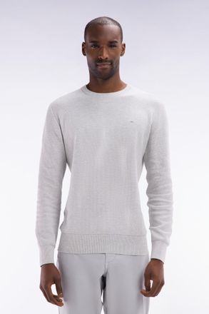 Eden Park Pull Col Rond En Coton Nid Dabeille Gris Coupe Droite