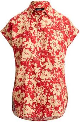 Ralph Lauren Chemise manches courtes &agrave; fleurs en lin