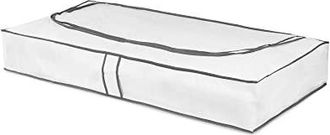 Compactor Housse de rangement format extra plat dessous de lit, coloris blanc et liseré gris - Rangement dessous de lit