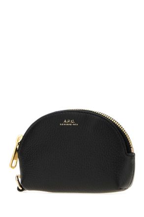 A.P.C. Womens Black Leather Monnaie Card Holder Noir Portafogli Wallet