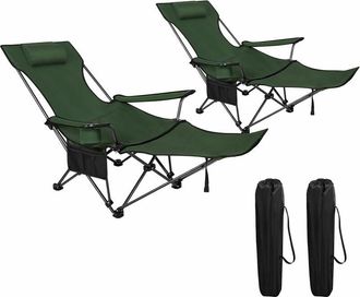 Woltu Chaise de Camping Pliante, Chaise Longue avec Repose-Pied et Appui-t&ecirc;te Amovible, Fauteuil de P&ecirc;che Chaise de Plage, Sac de Transport, pour Activit&eacute;s