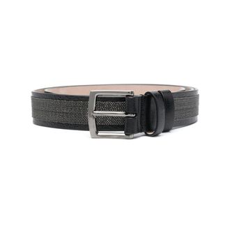 Brunello Cucinelli Femme, Accessoires, Noir, Taille: M Ceinture en cuir noir avec perles