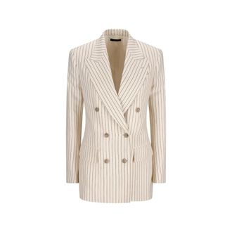 Tom Ford Gestreifte Wallis Double Breasted Jacke - - Jackets - Damen - Beige - 3XL