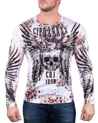 Cipo & Baxx Longsleeve Herren Longsleeve BA-CL494 Markenschriftzug auf der Brust