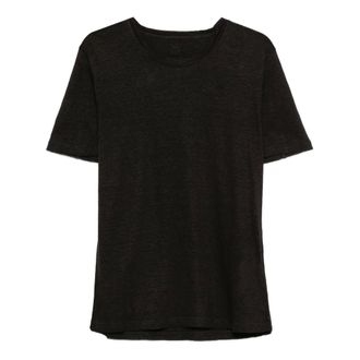 120% Lino Homme, Tops, Noir, Taille: S T-shirt &agrave; Manches Courtes en Lin