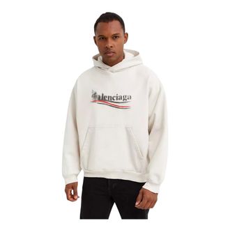 Balenciaga Ecru Logo Kapuzenpullover - - Sweatshirts & Hoodies - Herren - Beige - S