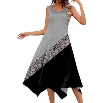 Generic Robes boh&egrave;me 2026 pour femmes, robe trap&egrave;ze d&eacute;contract&eacute;e sans manches, imprim&eacute; floral, col rond, tenue quotidienne, printemps, &eacute;t&eacute;, automne, confortab