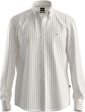 HUGO BOSS Homme, Chemises, Beige, Taille: XL Camicia button down in lino