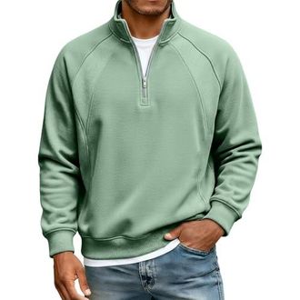 Generic DENGJIAMY Pull raglan &agrave; fermeture &eacute;clair quart de tour pour homme Grande taille Polo tendance d&eacute;contract&eacute; &agrave; manches longues Col Haut V&ecirc;tements de prin