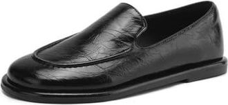 Generic Mocassins en Similicuir pour Femmes Rond Bout Fermé Appartements Glisser sur Confortable Talons Bas Bloc Casual Bureau Travail Habillé Chaussures,Noir