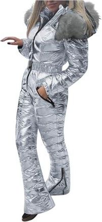 Generic Combinaison de ski brillante pour femme, combinaison de ski matelass&eacute;e, imperm&eacute;able et polyvalente, combinaison de neige confortable et isol&eacute;e, couleu