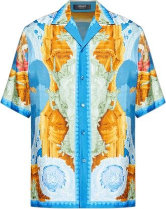 Versace Homme, Chemises, Multicolore, Taille: 2XL Printed Silk Twill Regular Shirt