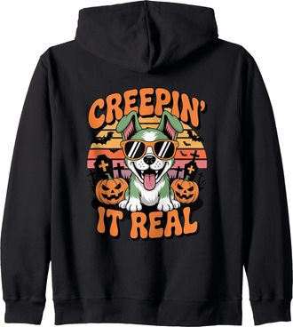 Shinkai Retro Halloween Hund Creepin It Real Kapuzenjacke