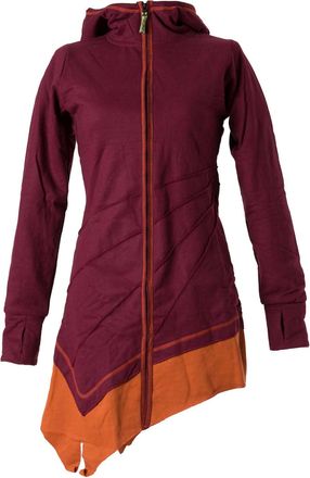 vishes Alternative Bekleidung - Asymmetrischer Elfen Kurzmantel mit Zipfelkapuze und Daumenl&ouml;chern rot-orange 34-36