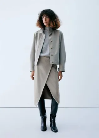 Mango Jupe midi fendue marron moyen - Femme - 32 - MANGO