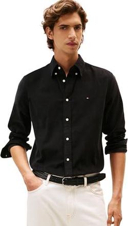 Tommy Hilfiger Chemise Homme Solid Corduroy Regular Fit, Noir (Black), XXL