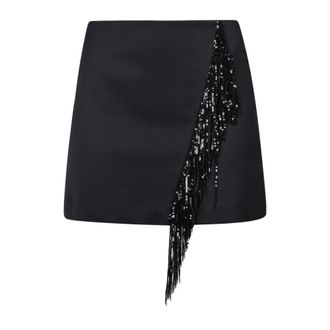 Jucca Femme, Jupes, Noir, Taille: 34 FR Gonna frangia di paillettes